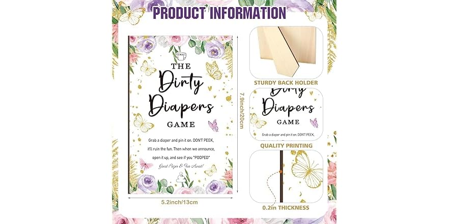 Dirty Diaper Baby Shower Game Sign