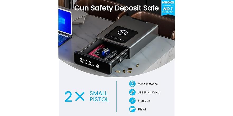 Biometric Gun Safe with Clock Display