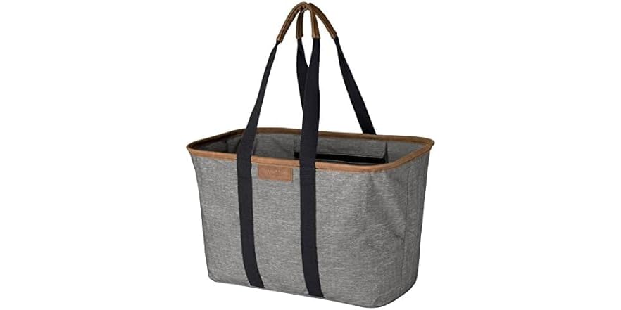 CleverMade Collapsible LUXE Tote, Gray/Black - 30L