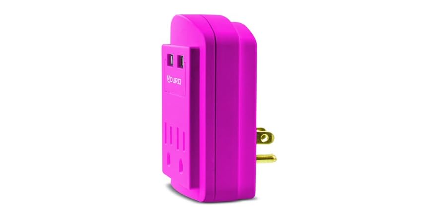 2-Pack Mini Surge Protector w/ 2 Outlets & 2 USB Ports