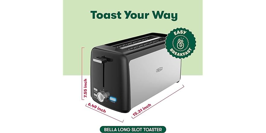BELLA 4 Slice Long Slot Toaster