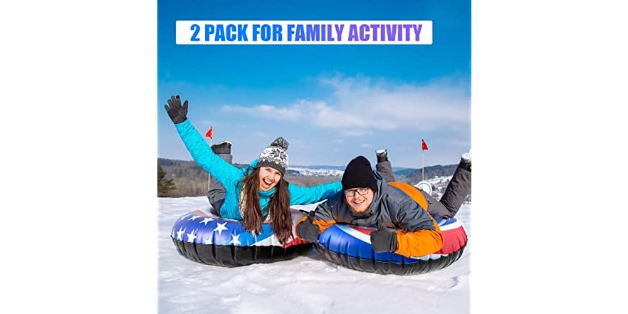 Lifechoic Heavy Duty Inflatable Snow Sled, 2-Pack