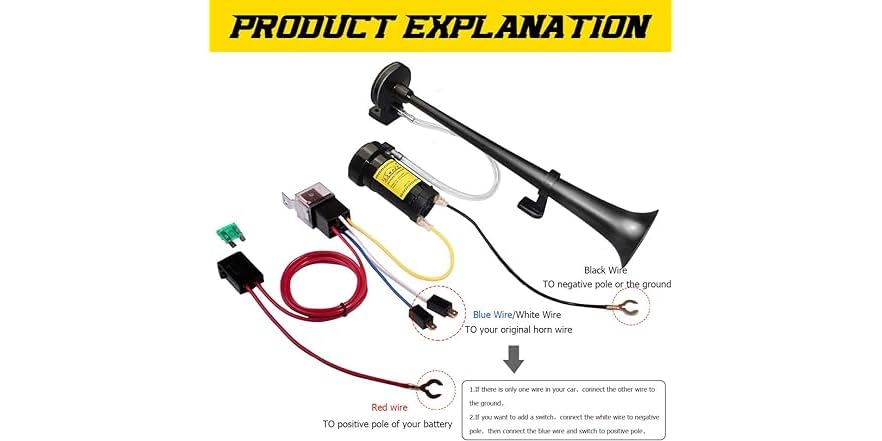 GAMPRO GAMPRO 12V 150db Air Horn, 18 Inches C