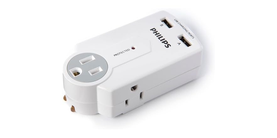 Philips 3-Outlet + 2 USB Surge Protector