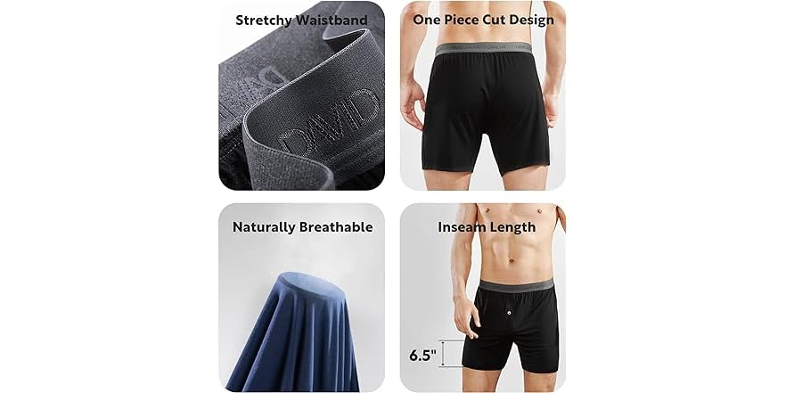 Men's 3 Pack Bamboo Rayon Boxers