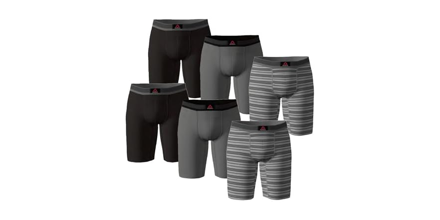 Reebok Men's 6 Pack Tech Boxer Briefs