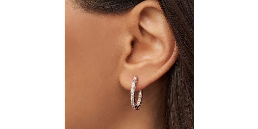 Pandora Sparkle and Hearts Hoop Earrings