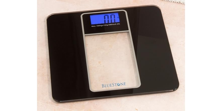Bluestone Digital Glass Bathroom Scale with LCD Display - Black