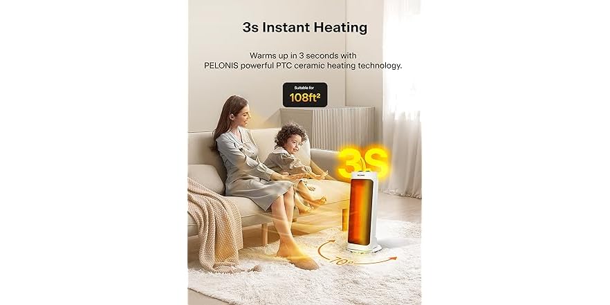 PELONIS 1500W Fast Heating Oscillating Fan