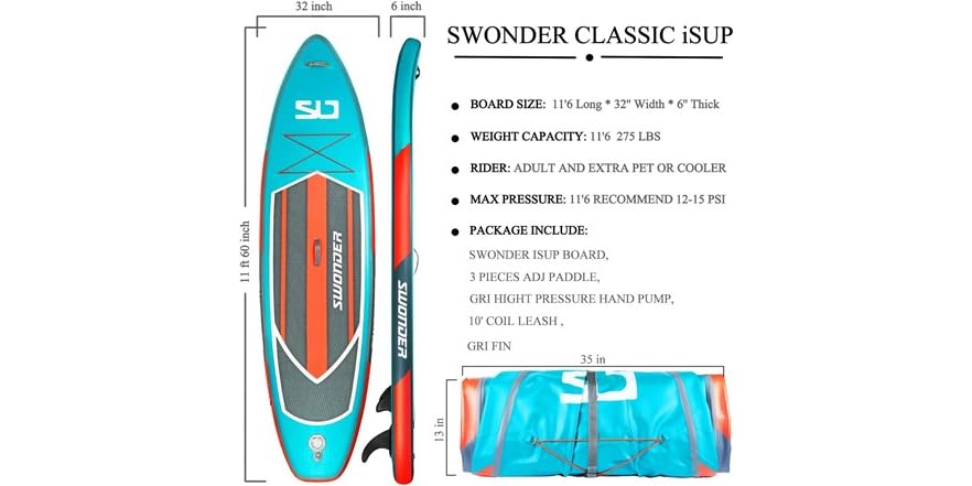 Swonder Inflatable Stand Up Paddleboard