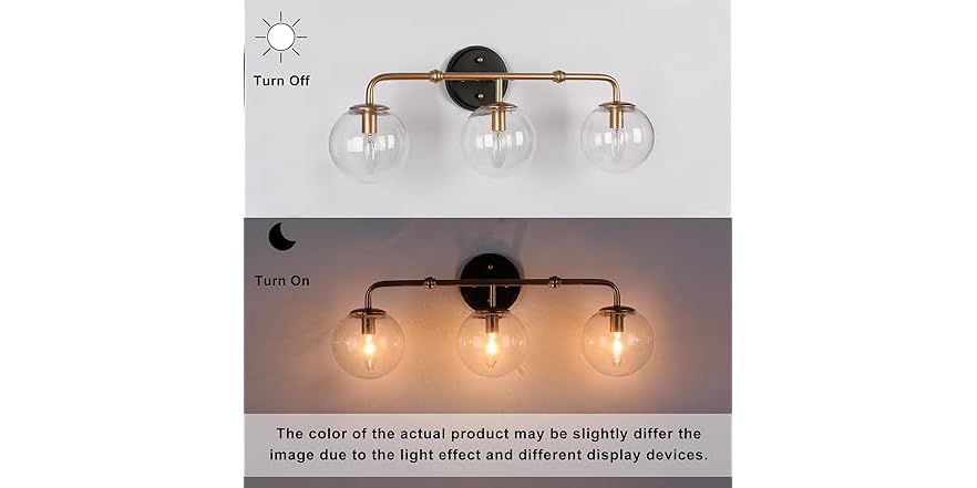 Classy Leaves 3-Light Black Gold Bathroom Light Fixture