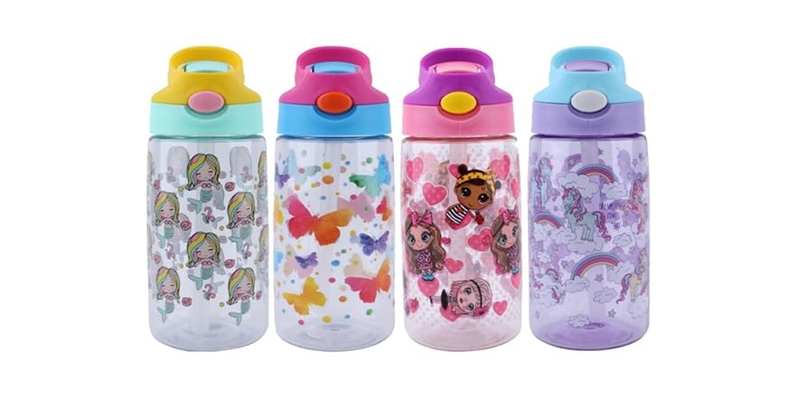 Kids Multi-Pack Water Bottles with Straw 4 or 8Pk