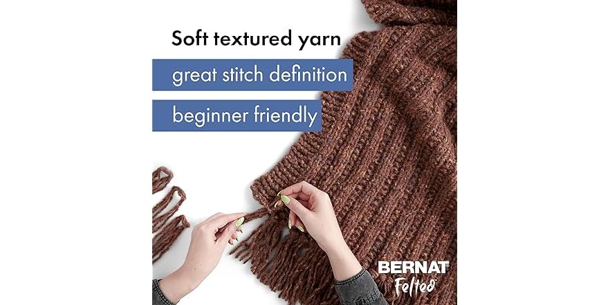 Bernat Felted Buff Fleck Yarn - 3 Pack of 9.2oz/260g