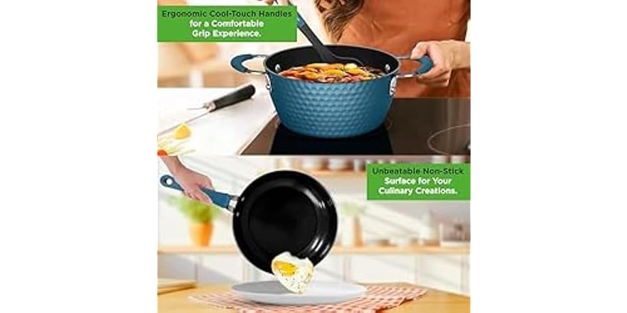 NutriChef Cookware Set 11pc Blue