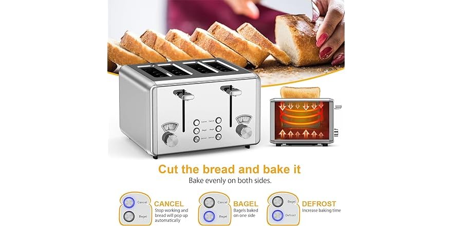whall W056 Toaster Stainless Steel Toaster (Open Box)
