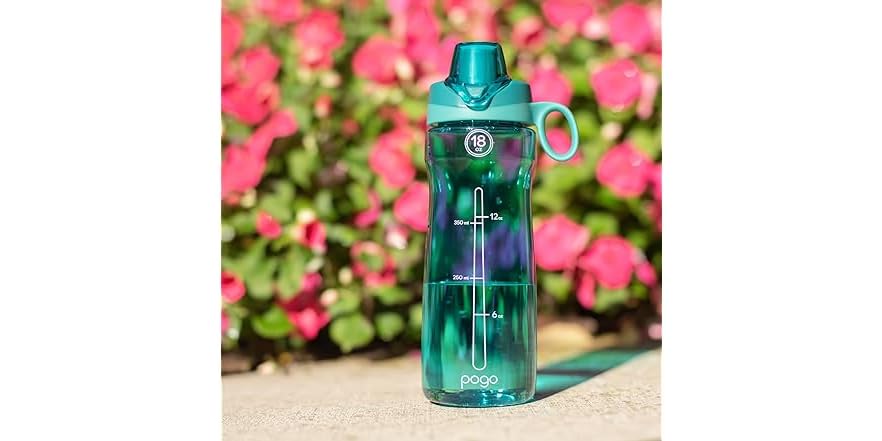 Pogo Bottle with Soft Straw Lid, 18 oz, Teal