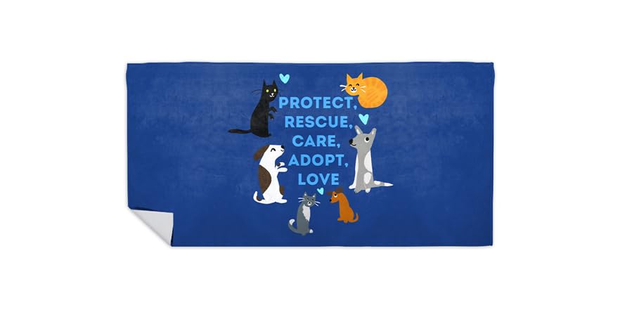 Protect, Rescue, Care, Adopt, Love Beach Towel