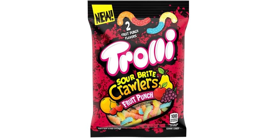 (24 Pack) Trolli Fruit Punch Sour Brite Crawlers 4oz