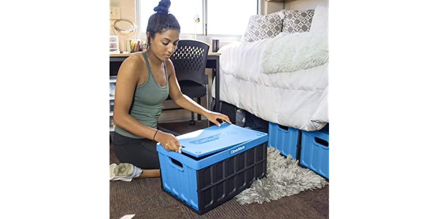 CleverMade 3PK 62L Solid Wall Folding Crate w/Lids