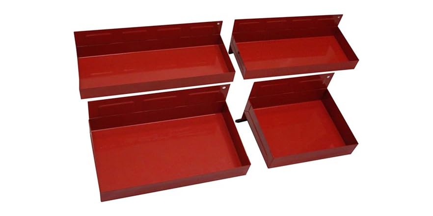 4 Piece Red Metal Trays