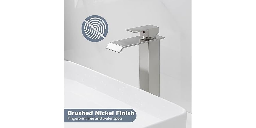 BWE 6004H-N Brushed Nickel Sink Faucet Waterfall