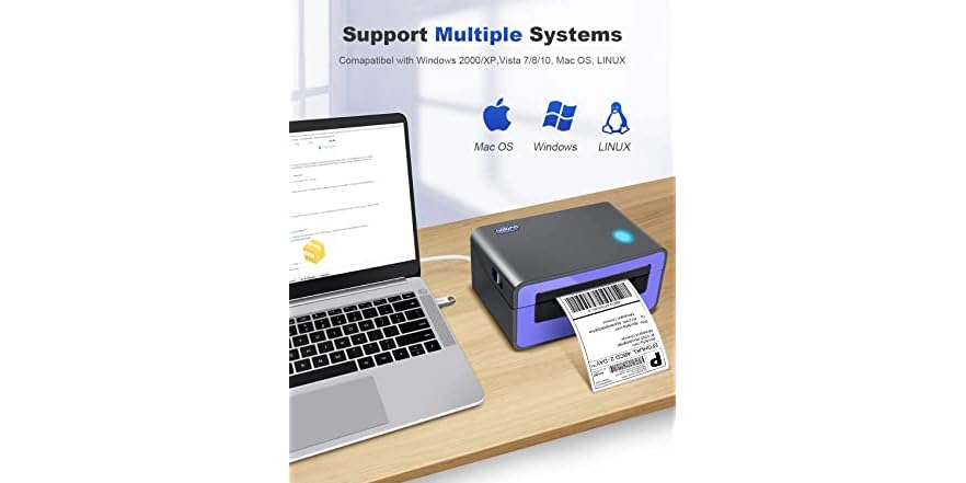 Polono Shipping Label Printer Purple (Open Box)