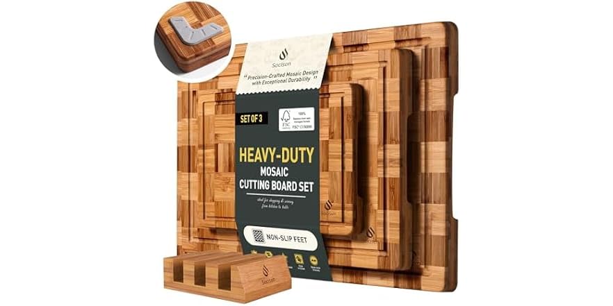 3 Pack Bamboo Cutting Board Set