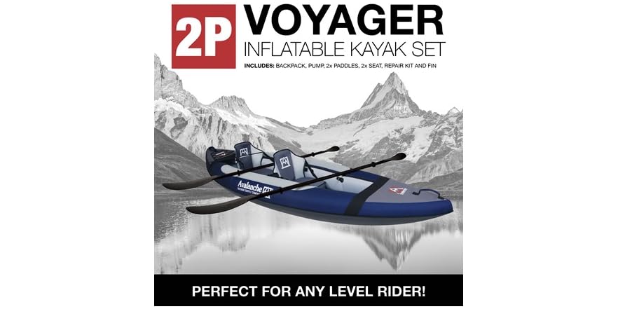 Avalanche Voyager 2P Inflatable Kayak Set (Open Box)