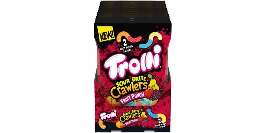 (24 Pack) Trolli Fruit Punch Sour Brite Crawlers 4oz