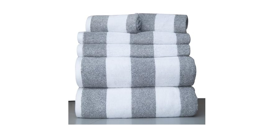 6-Piece Cotton Stripe Bath Towel Set