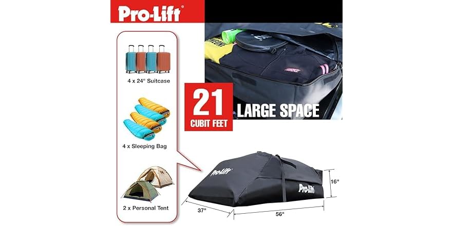 Pro-Lift A-0321 Rooftop Cargo Carrier Waterproof