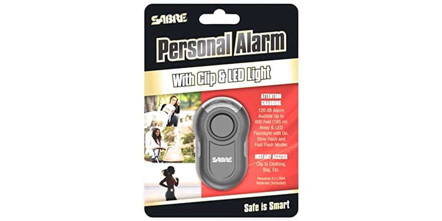 SABRE Personal Alarm Clip on with LED
