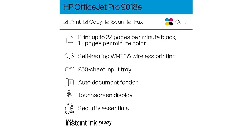 HP OfficeJet Pro 9018e Wireless Color Printer