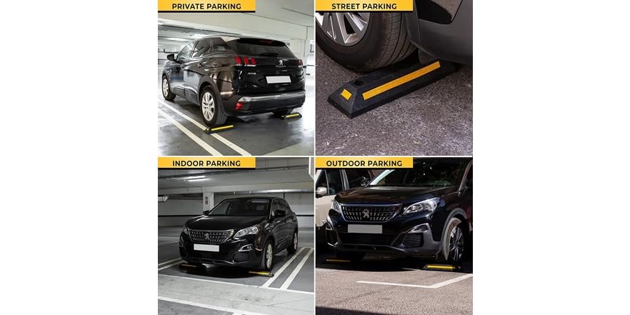 Heavy Duty 21" Rubber Parking Curb 4 Unit Pack