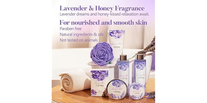 BODY & EARTH Lavender Bath Gift Set 8 Pieces