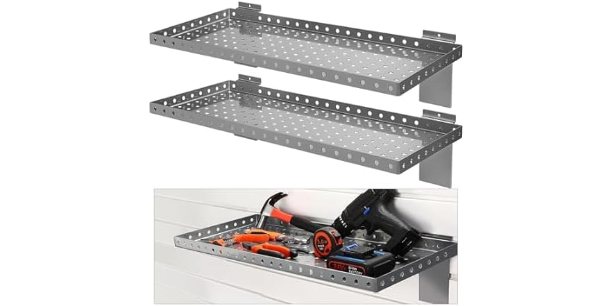 2Pc 24" x 10" Slatwall Perforated Shelf