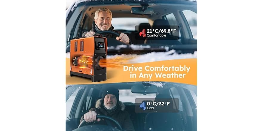 Ecojoy W0568 Diesel Heater 12V 8KW Orange Vertical