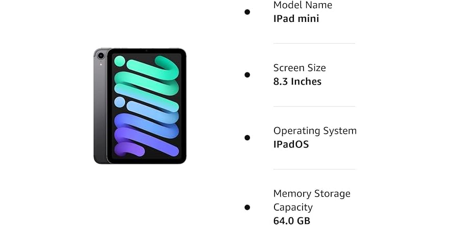 2021 Apple iPad Mini 6 (8.3 inch, Wi-Fi + Cellular, 64GB) Space Gray (Renewed) (Open Box)