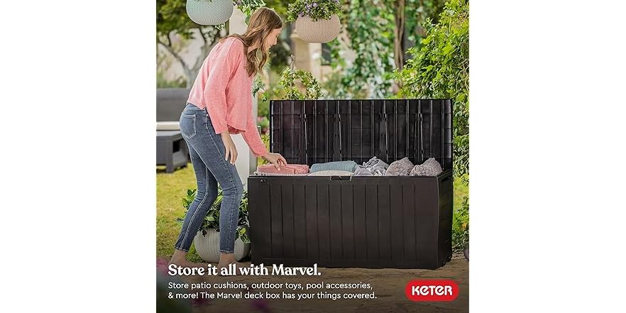 Keter Marvel Plus 71 Gallon Patio Storage, Brown