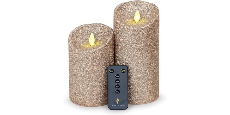Luminara S/2 Flameless 5" & 7" Glitter Pillars w/ Remote