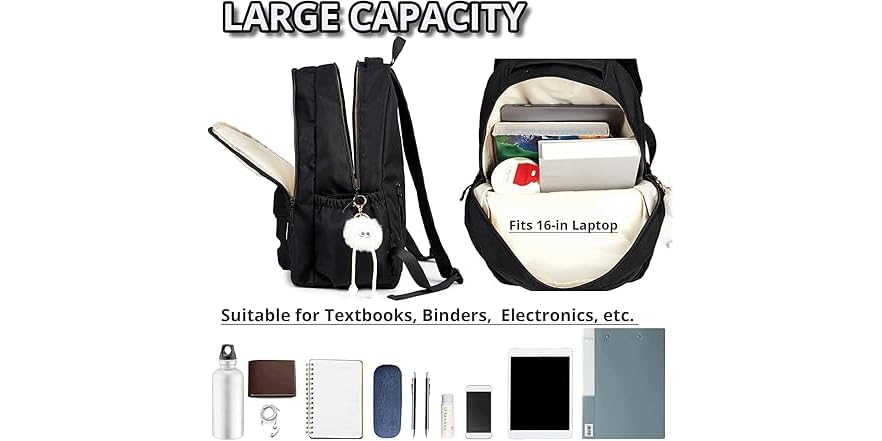 LOTUSTAR Black Y2K Backpack Emo