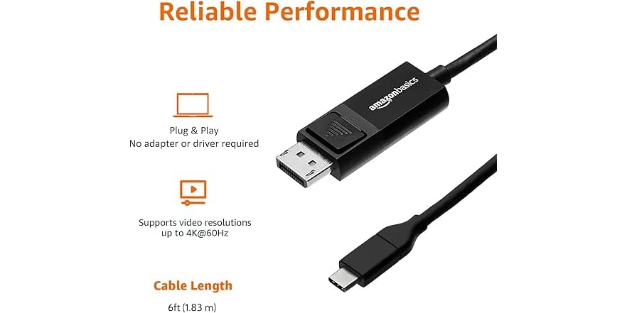 Amazon Basics USB-C to DisplayPort Cable