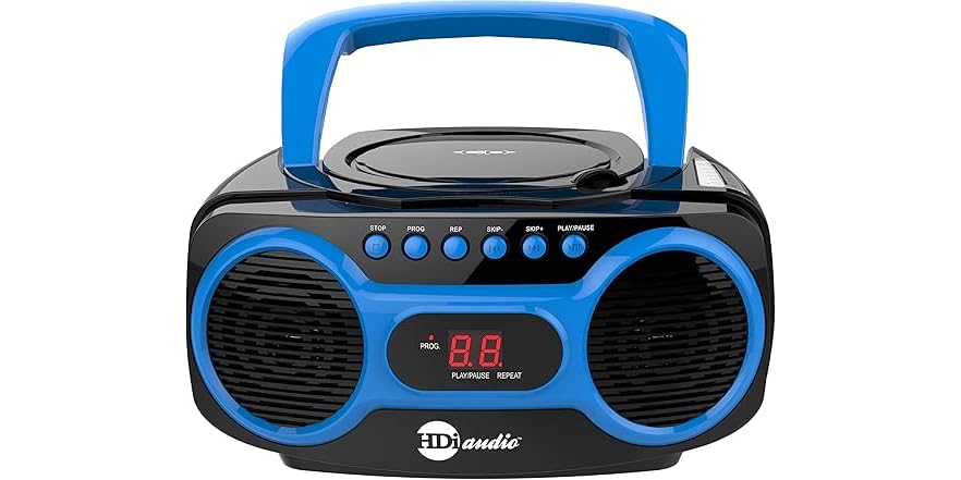 Portable CD Boombox w/AM/FM, Blue/Black