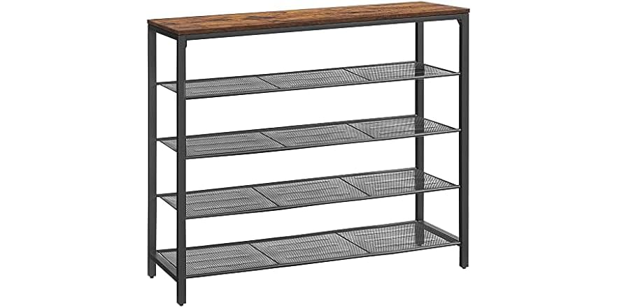 VASAGLE Shoe Rack with 4 Mesh Shelves