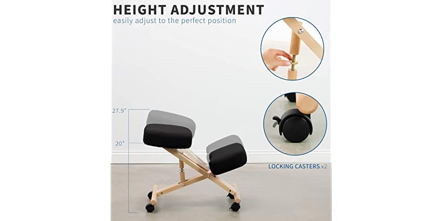 VIVO Ergonomic Wooden Kneeling Chair with Wheels