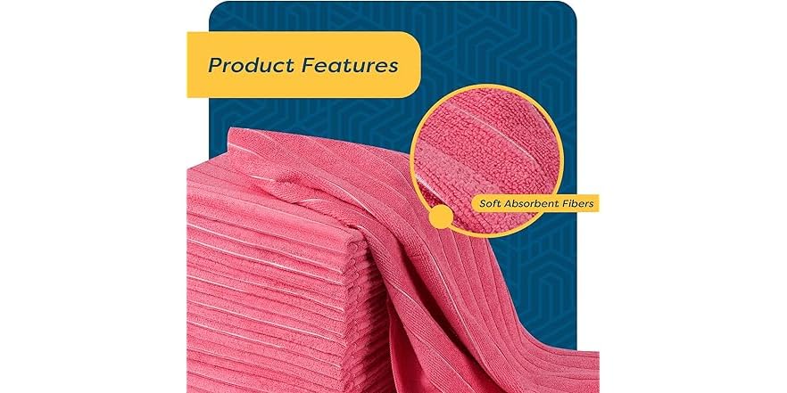 Microfiber Kitchen Towels - [18 Pack], RED