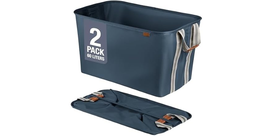 CleverMade Collapsible Basket LUX Navy/Cream - 2PK