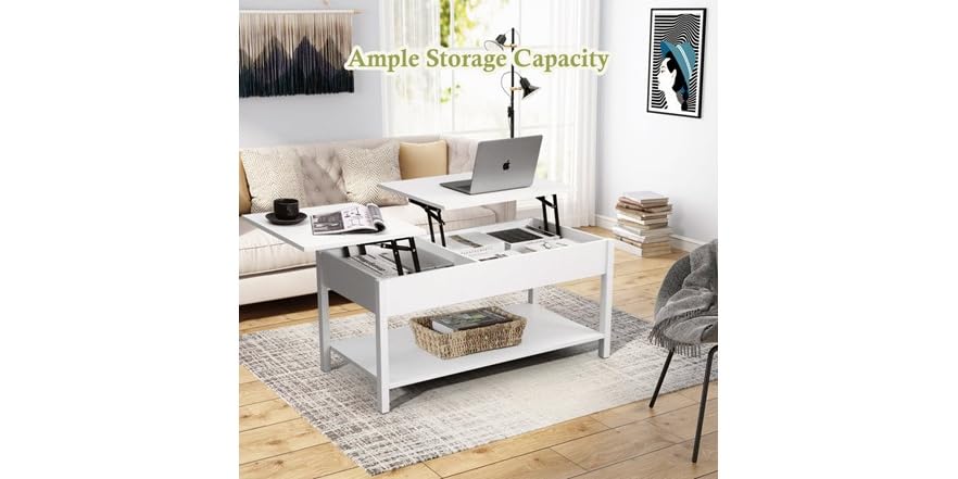 Split Lift-Top Space Saving Coffee Table