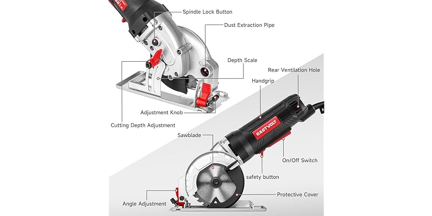 Eastvolt Mini Circular Saw, 4.5A Electric Corded