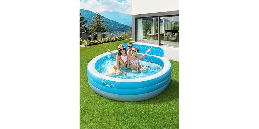 Evajoy Inflatable Swimming Family Pool, 88"x85"X30"